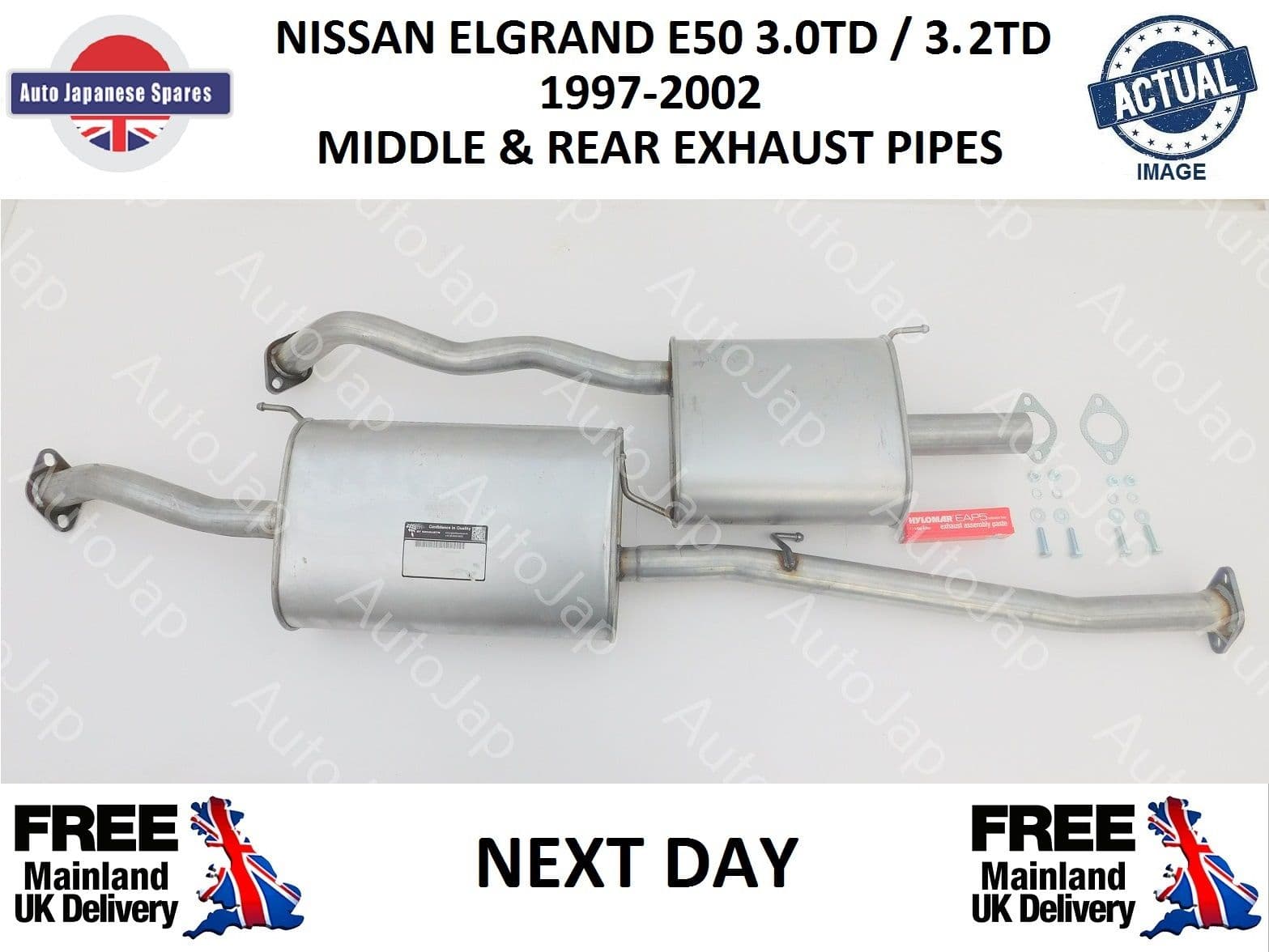 NISSAN ELGRAND 3 0/3 2 TD MIDDLE & BACK BOX EXHAUST KIT
