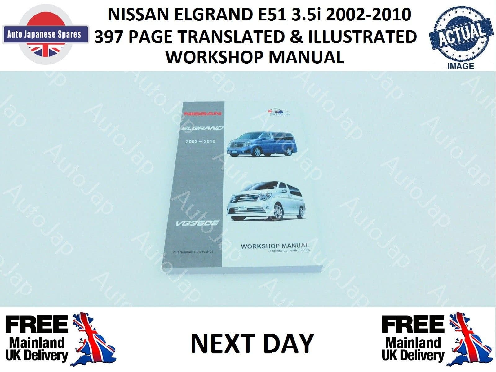 NISSAN ELGRAND E51 3 5LT V6 VQ35DE WORKSHOP MANUAL