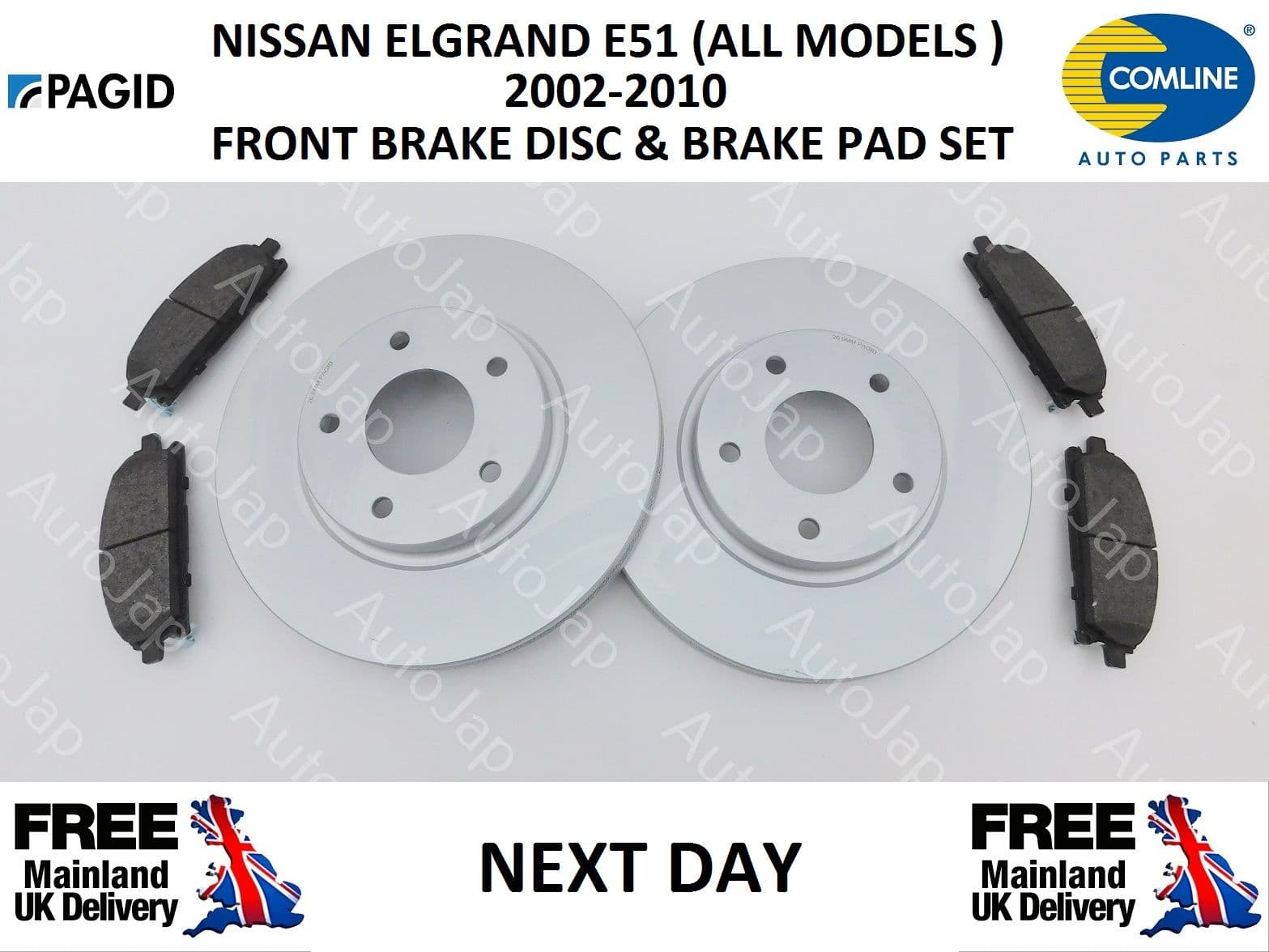 NISSAN ELGRAND E51 FRONT BRAKE DISC AND PAD SET
