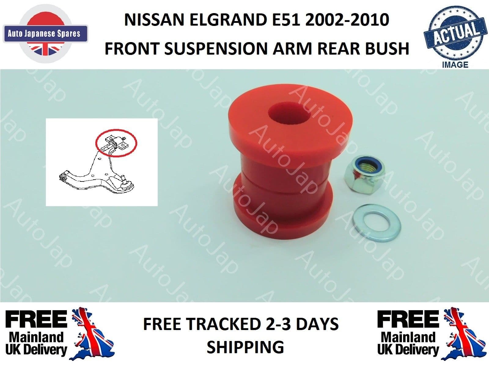 NISSAN ELGRAND E51 FRONT SUSPENSION ARM REAR BUSH X 1