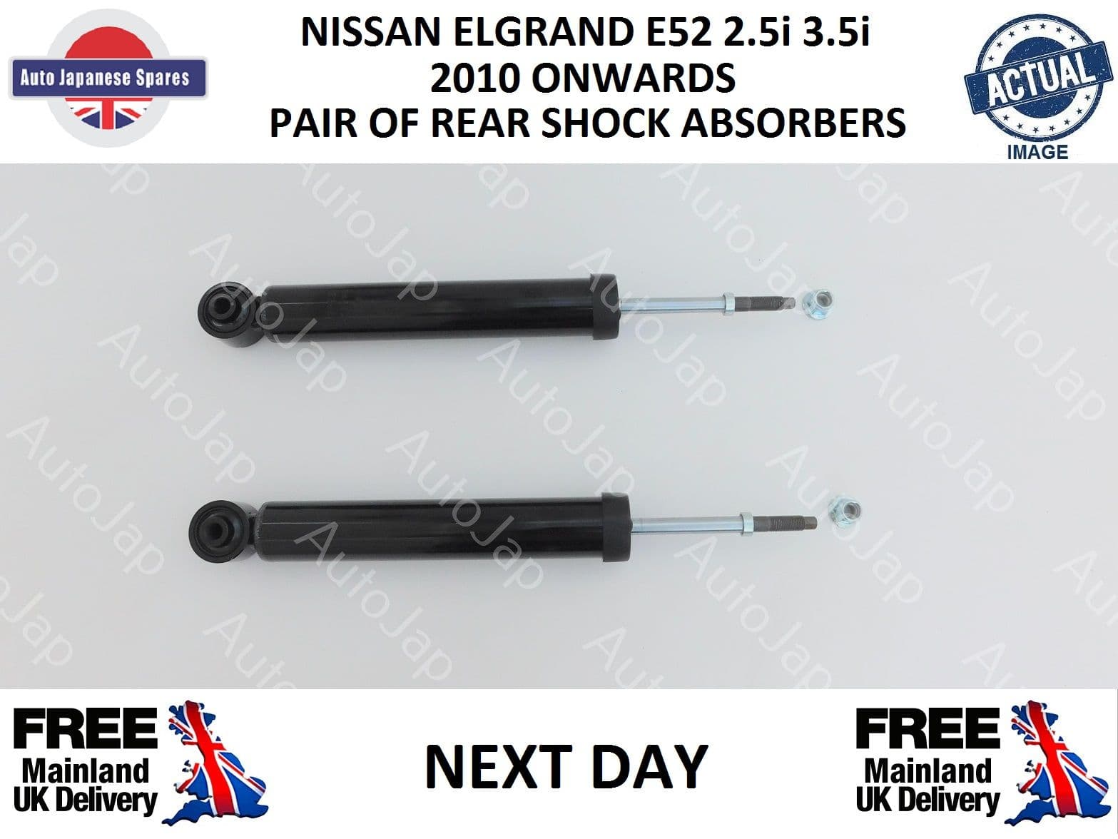 NISSAN ELGRAND E52 2010-2020 PAIR OF REAR SHOCK ABSORBERS