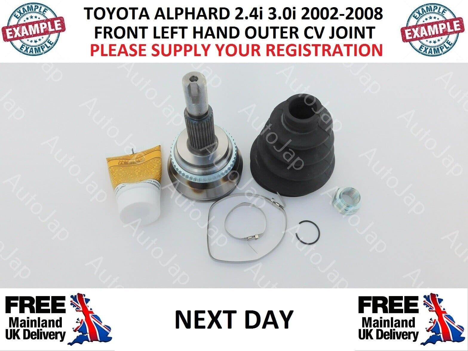 TOYOTA ALPHARD 2 4i 3 0i 2002-2008 OUTER CV JOINT 27 INNER & 30 OUTER TEETH