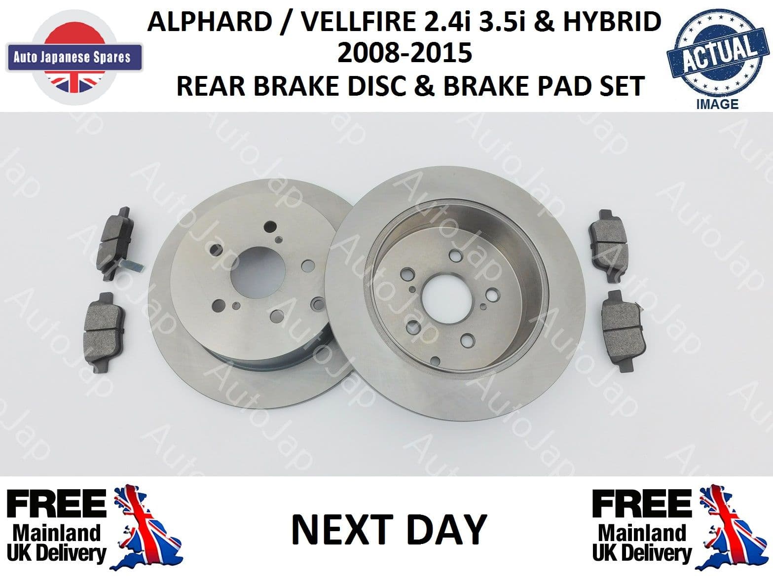 TOYOTA ALPHARD / VELLFIRE 2 4i 3 5i 2008-2015 REAR BRAKE PADS & GENUINE ...