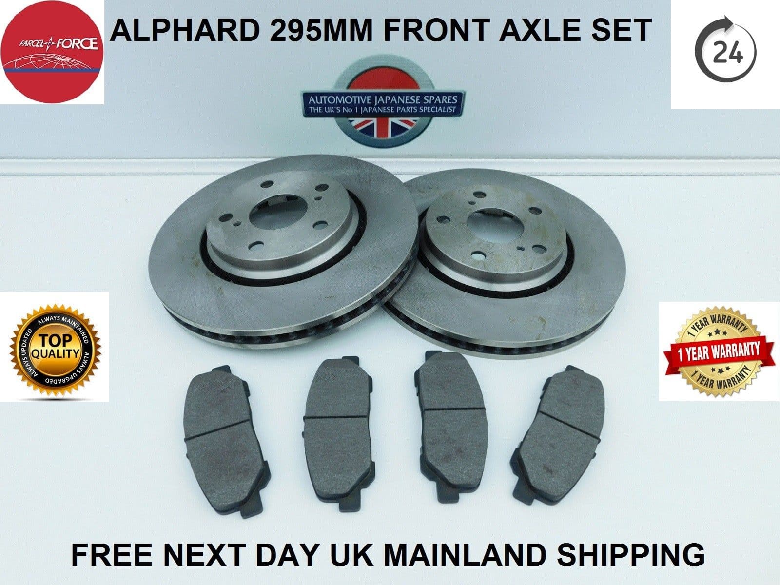 TOYOTA VELLFIRE 2008 ONWARDS FRONT BRAKE DISCS & PAD SET 295mm