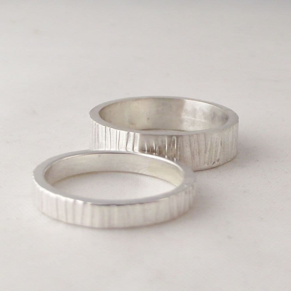 Lovely Handmade Tree Bark Textured Solid Sterling Silver Ring Various ...
