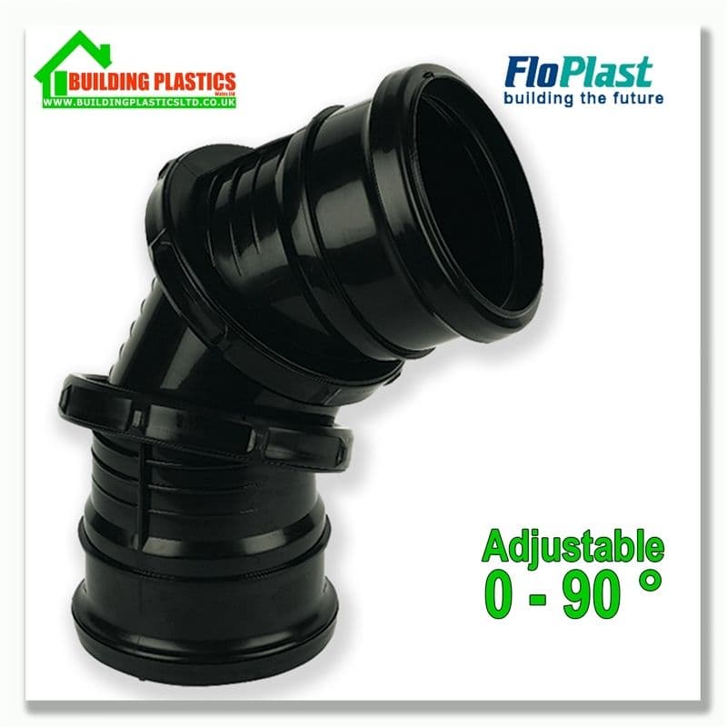 110mm 0-90 DEGREE ADJUSTABLE BEND BLACK | Building Plastics