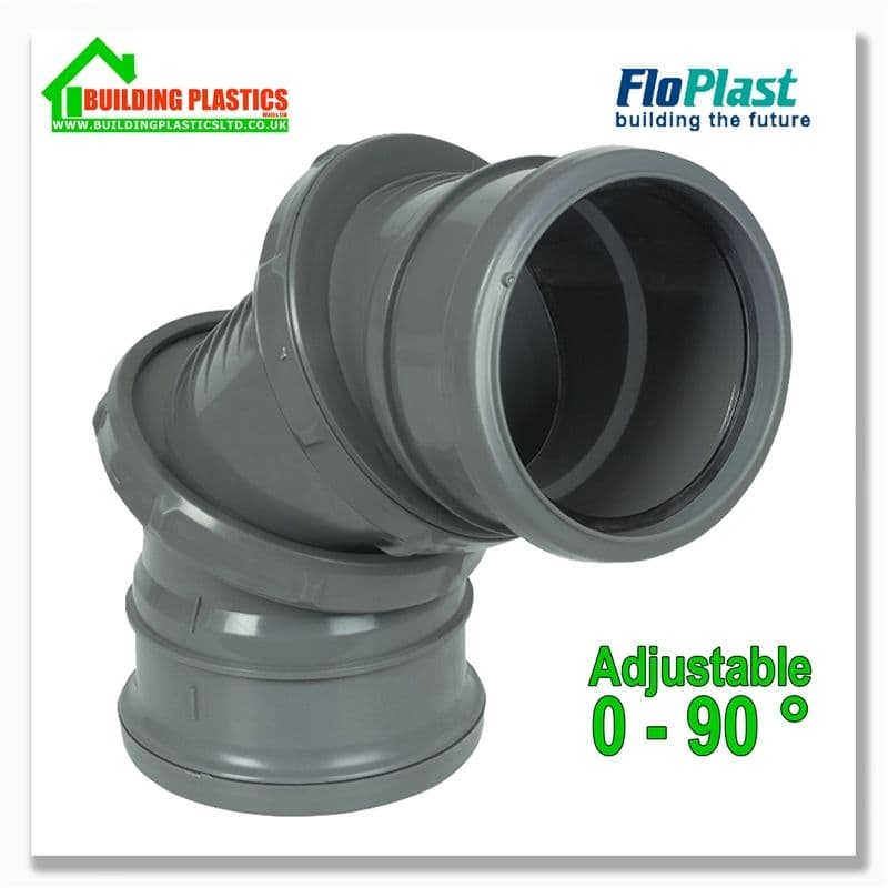 110mm 0-90 DEGREE ADJUSTABLE BEND GREY | Building Plastics Tele 0333 ...