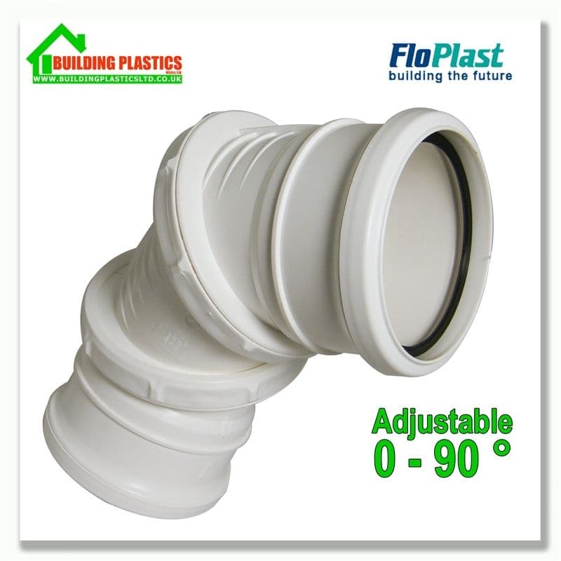110mm 0-90 DEGREE ADJUSTABLE BEND WHITE | Building Plastics Tele 0333 ...