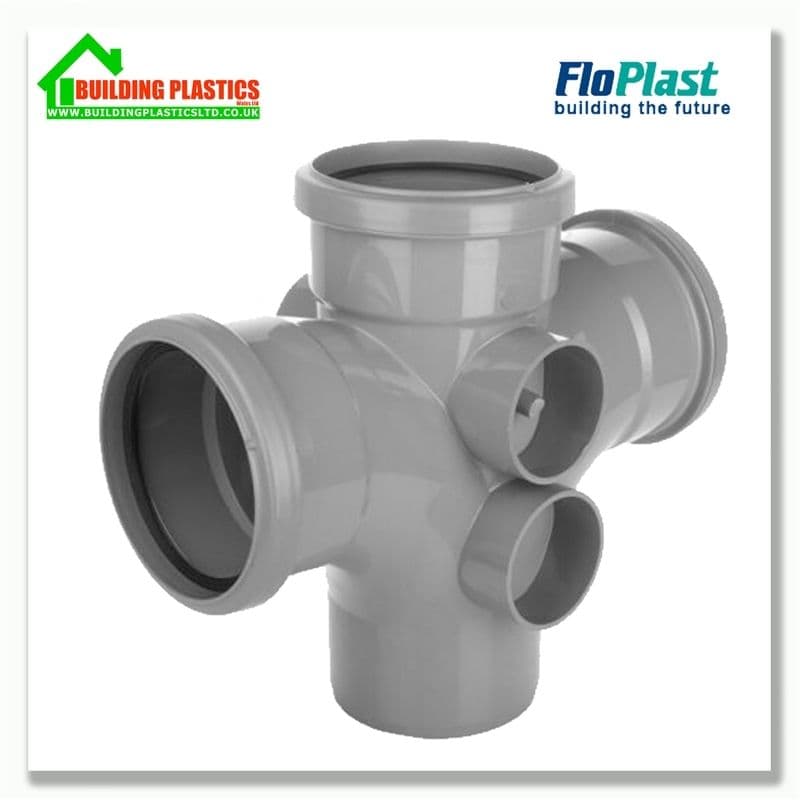 110mm 92.5 DEGREE DOUBLE BRANCH GREY | Building Plastics Tele 0333 050 0585