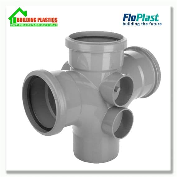 110mm 92.5 DEGREE DOUBLE BRANCH GREY | Building Plastics