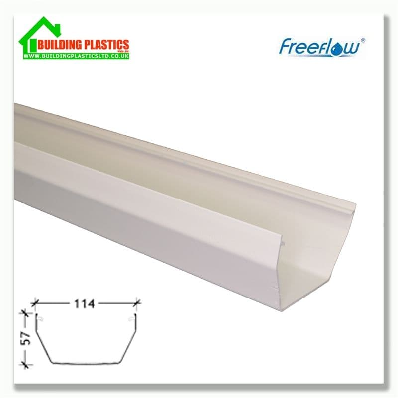 2m 114mm Square Line Gutter White | Building Plastics Tele 0333 050 0585