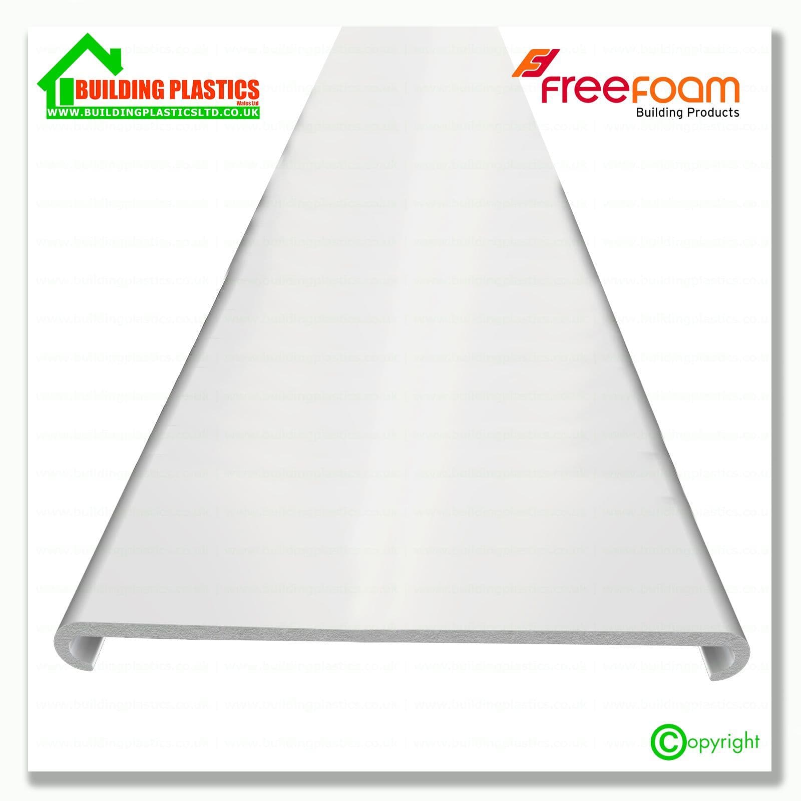 405mm Cover PVC Window Board 10mm x 2.5m | White (Double Ended ...