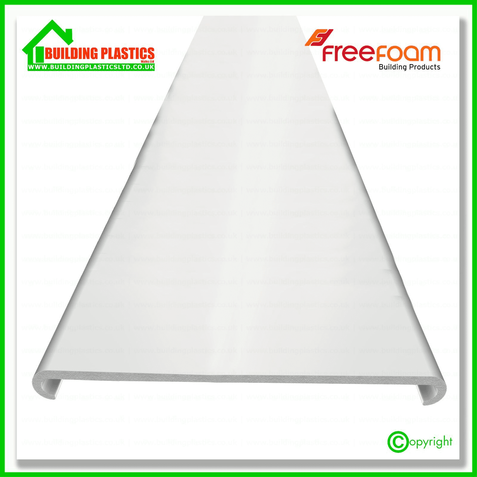 405mm Cover PVC Window Board 10mm x 5m | White (Double Ended ...