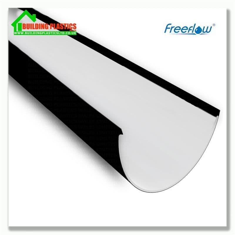 4m 112mm Half Round Gutter Black | Building Plastics Tele 0333 050 0585