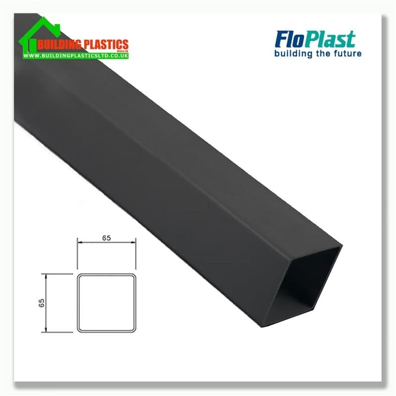 4m 65mm Square Downpipe Grey | Building Plastics