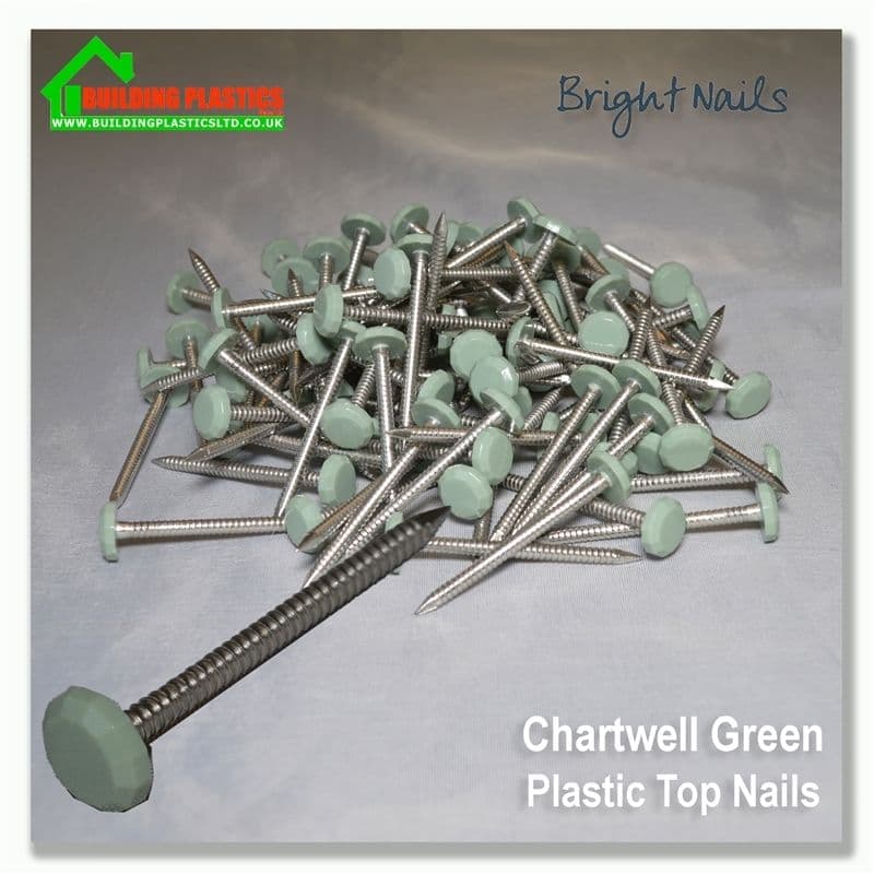50mm Plastic Top Nails Chartwell Green Box 100 | Building Plastics Tele ...