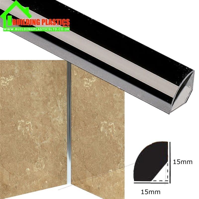 Chrome Effect 15mm Quatrant Internal Corner 2.5m | Building Plastics ...