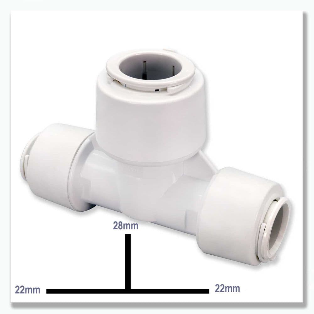 Flofit Push Fit Reducing Tee 22mm x 22mm x 28mm