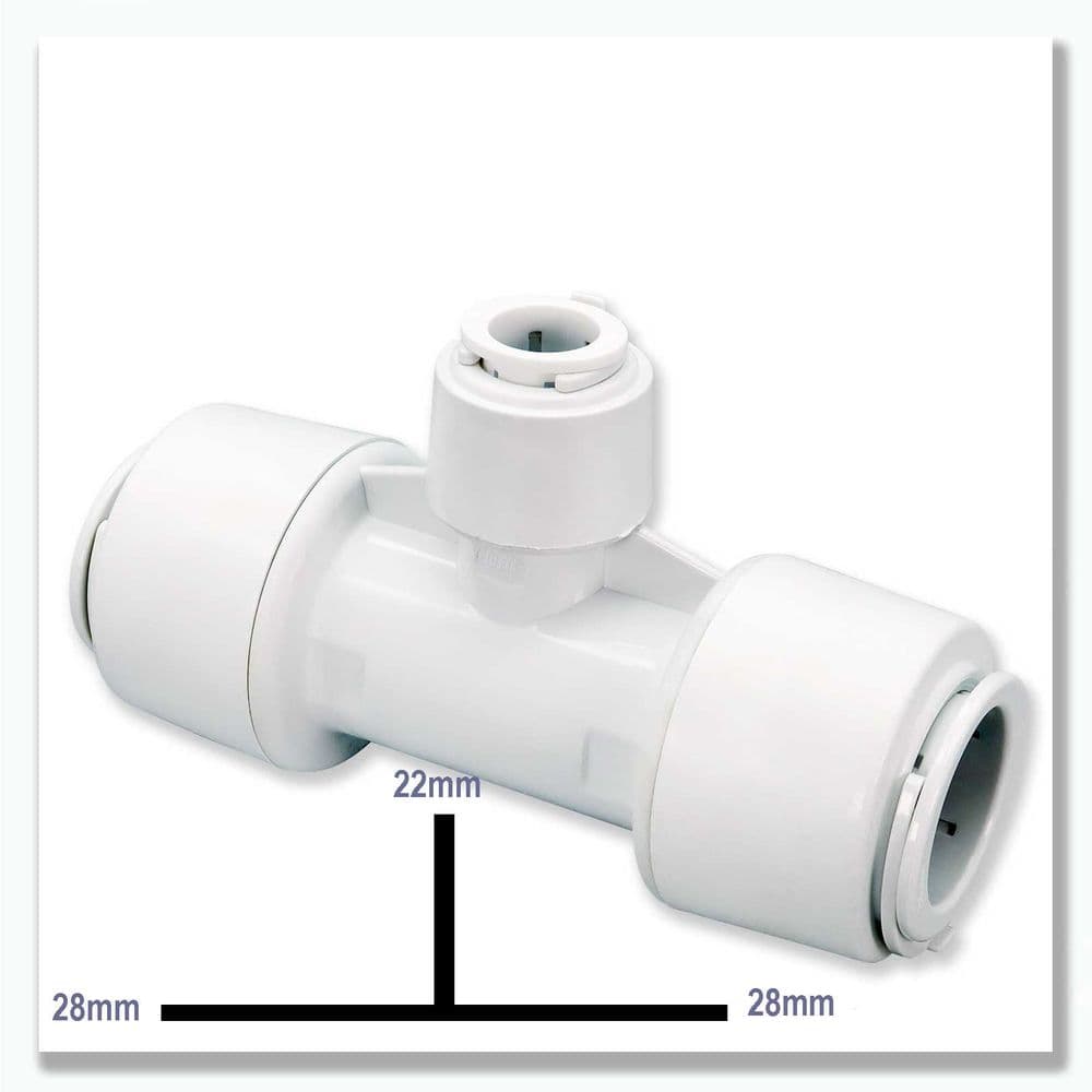Flofit Push Fit Reducing Tee 28mm x 28mm x 22mm
