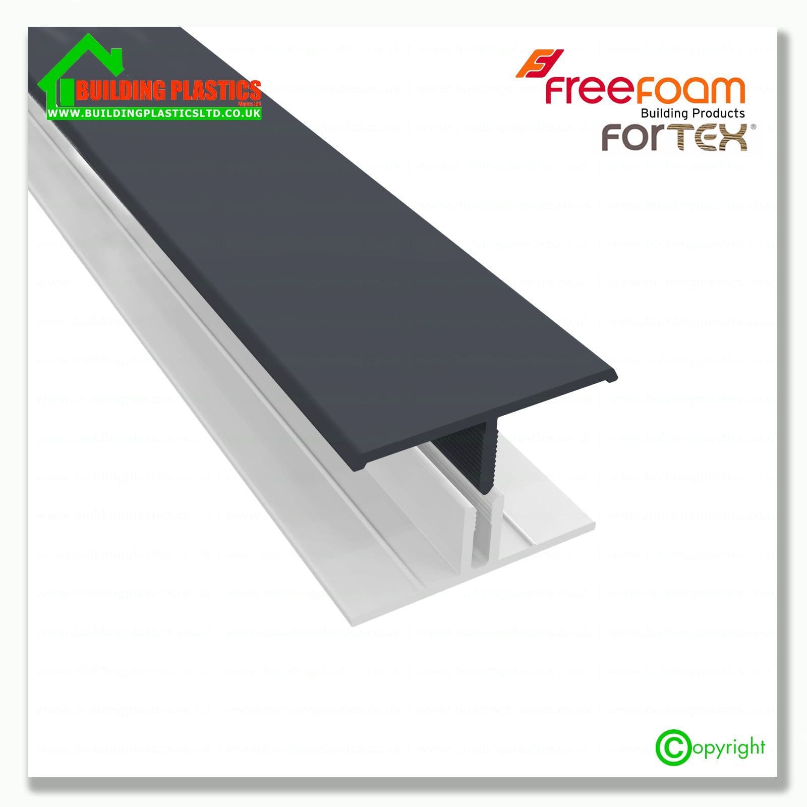 Fortex Two Part Joint Trim 3m | Slate Grey | Building Plastics Tele ...