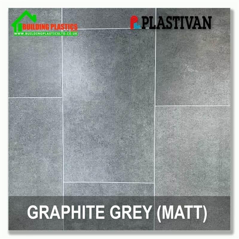 Graphite Grey Tile (Matt) Wall Panels - 4No x 250mm x 2.6m | Plastivan ...