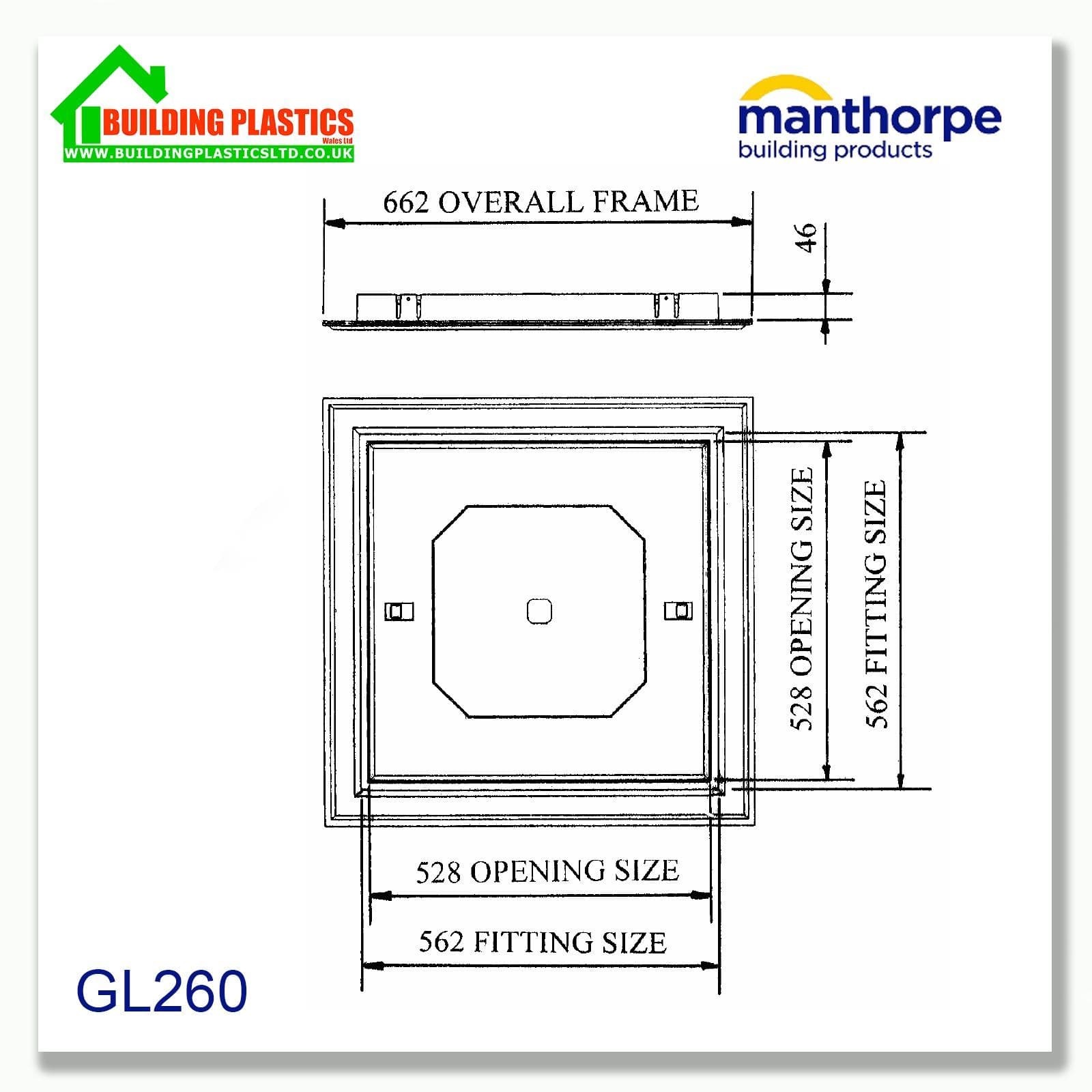 Manthorpe Push Up Loft hatch GL260 | Building Plastics Tele 0333 050 0585