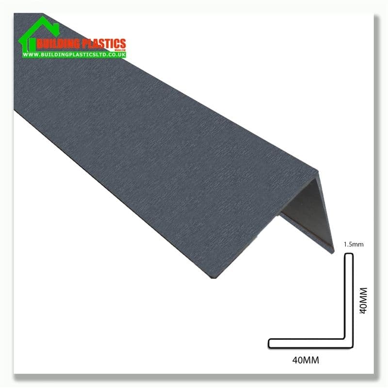 PVC Rigid Angle 50mm x 50mm x 2.5m Anthracite Grey Woodgrain x 2 ...