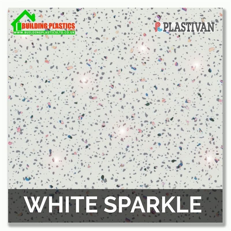White Sparkle Cladding Panel - 4No x 250mm x 2.6m | Plastivan | Building Plastics Tele 0333 050 0585