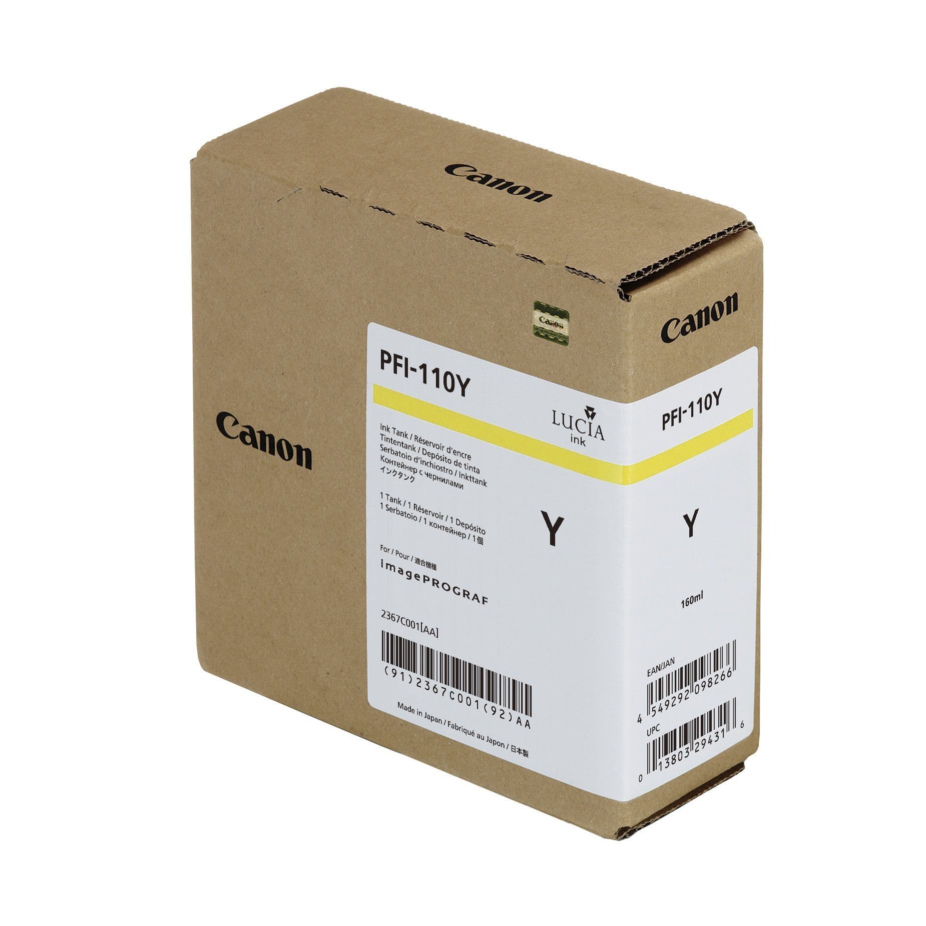 Canon PFI 110Y Yellow Ink Cartridge 160ml