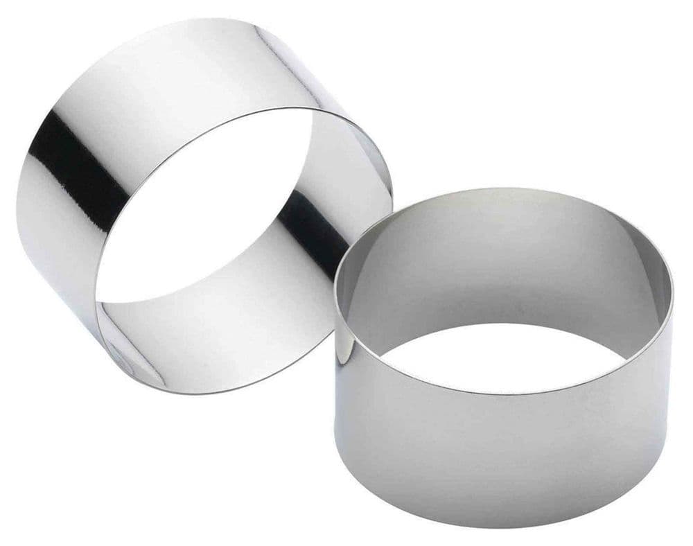 KitchenCraft Set of Two Deluxe Stainless Steel Cooking Rings 7cm x 3 5cm