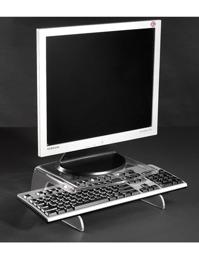 Perspex Monitor Stand with Keyboard Holder