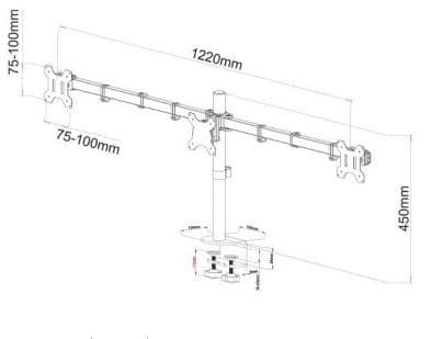 Three Fixed Monitor Arm