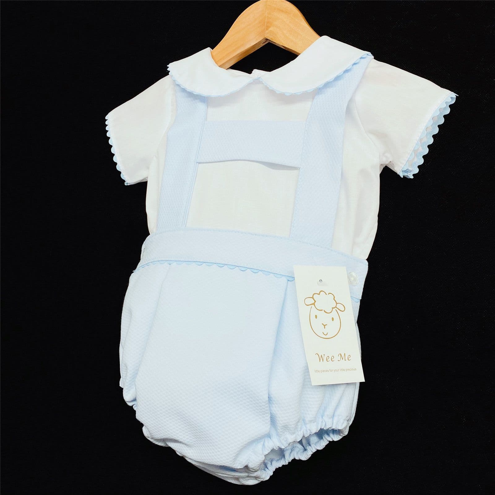 New Arrival Baby Boy Lovely Spanish Blue Waffle Romper Set A103