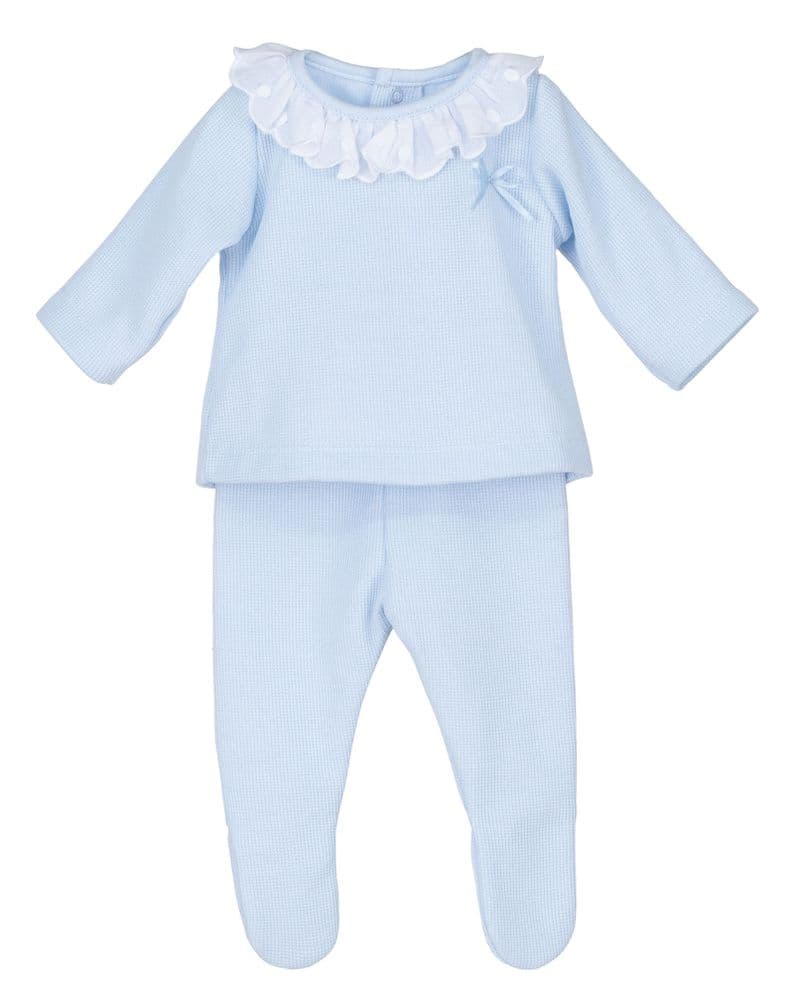 Calamaro Baby Girl Blue Cotton Suit "17741 Blue"