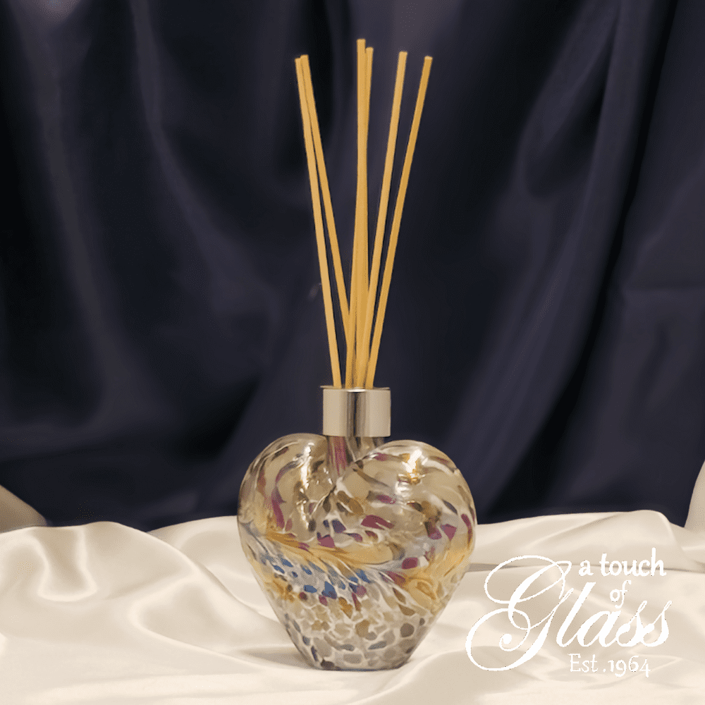 Amelia Art Glass Heart Reed Diffuser - Multi Coloured Frost