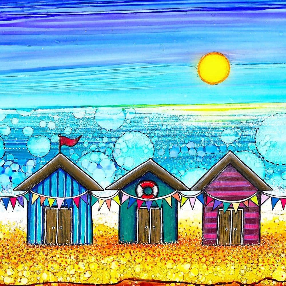 Beach Hut Bunting Ceramic Trivet By Jo Crafts