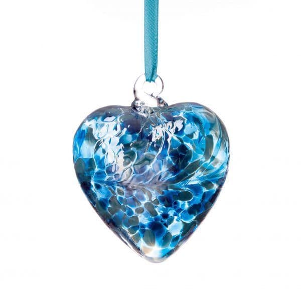 Birthstone Hanging Glass Heart - December - Amelia Art Glass