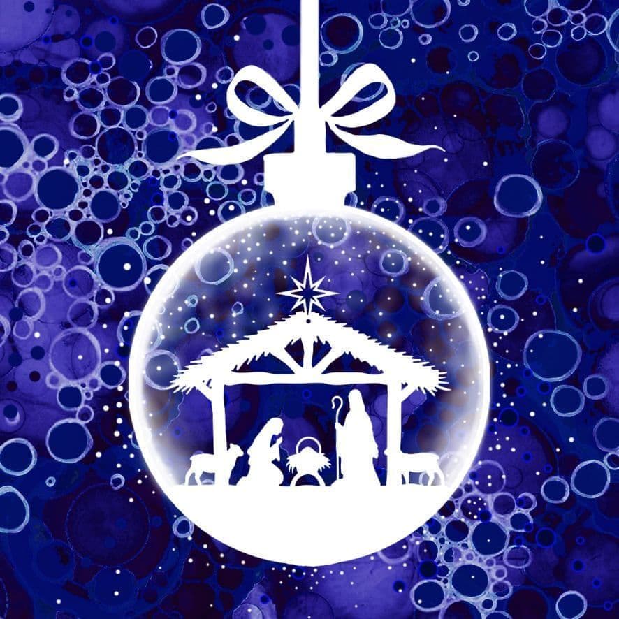 Christmas Purple Nativity Scene Ceramic Coaster By Jo Crafts