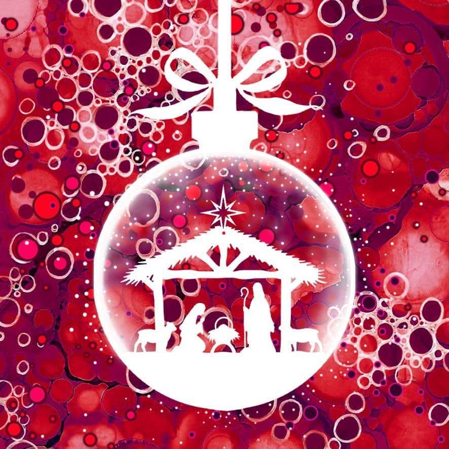 Christmas Red Nativity Scene Ceramic Coaster By Jo Crafts