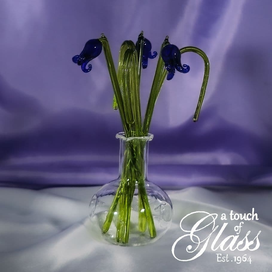 Murano Glass Flower Stems Blue Yellow Murano Glass Flower Made
