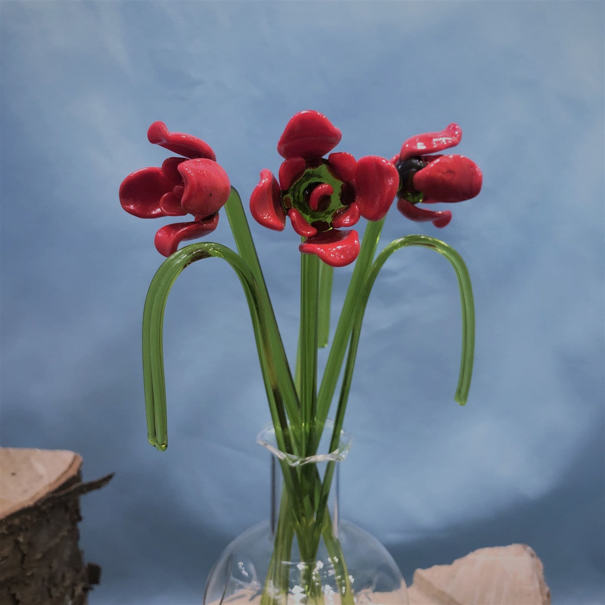 Handmade Glass Flowers - Red Roses
