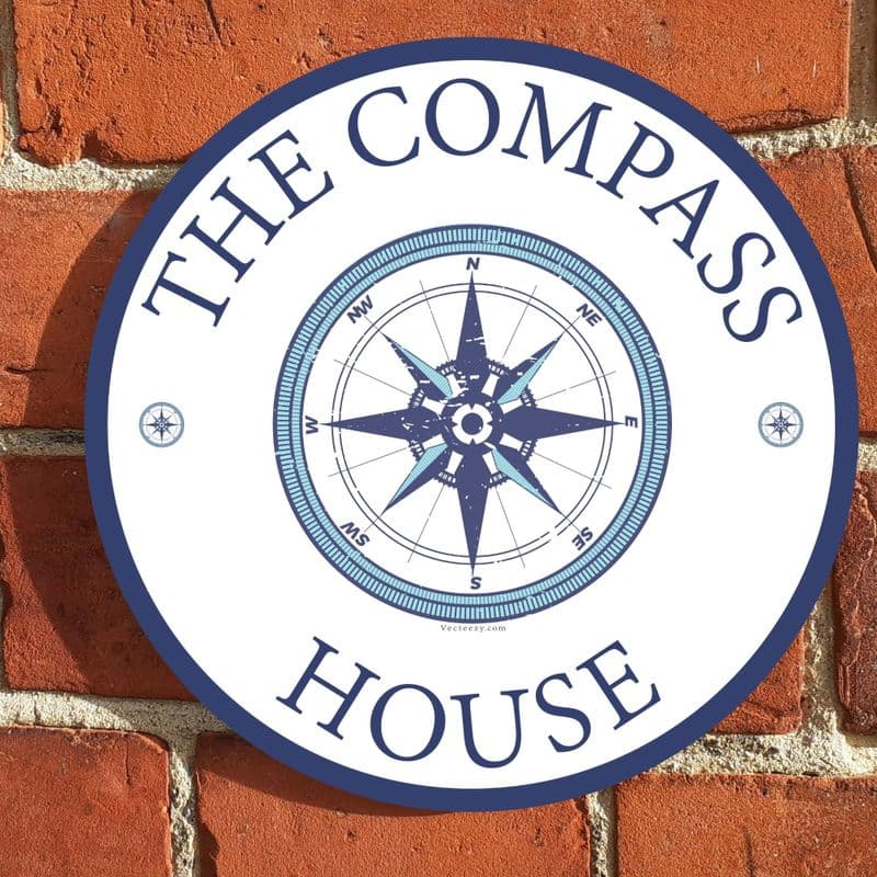 Compass house sign or wall plaque