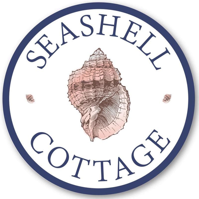 Conch shell round house sign or wall plaque
