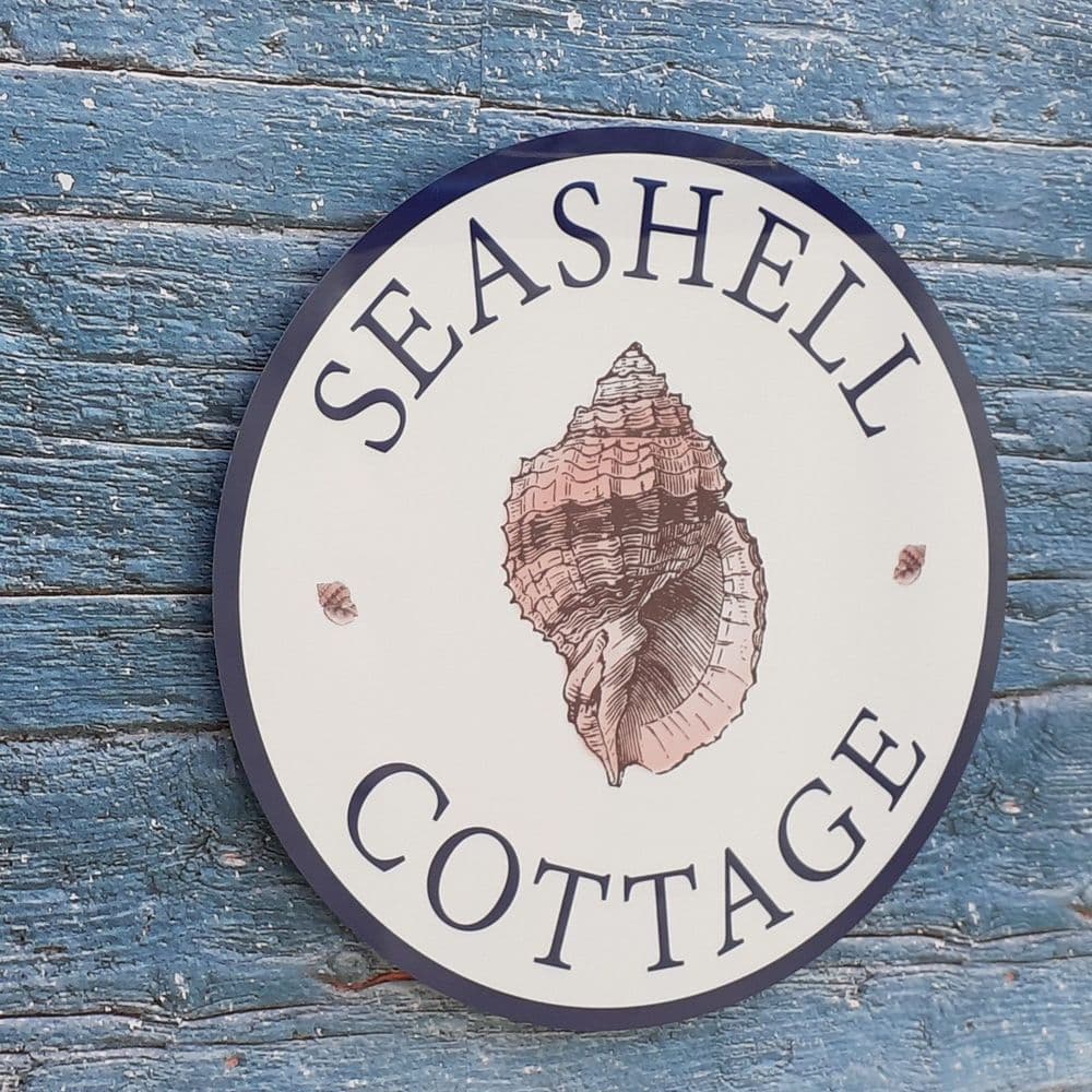 Conch shell round house sign or wall plaque