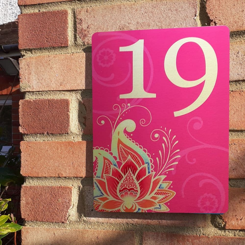 Pink Lotus house sign or wall plaque