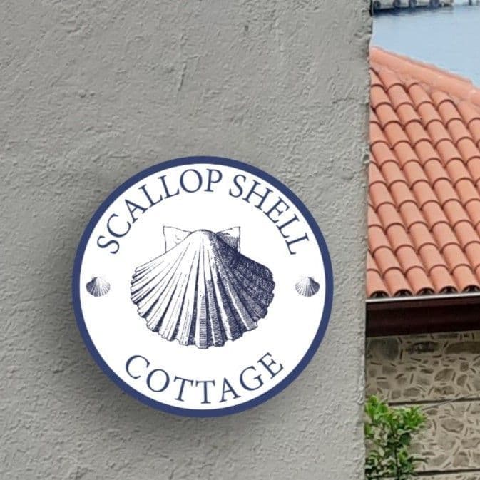 Scallop shell house sign or wall plaque