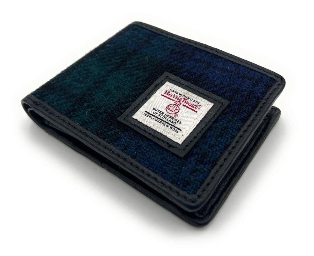 Black Watch Men s Harris Tweed Real Leather Trifold Wallet Purse