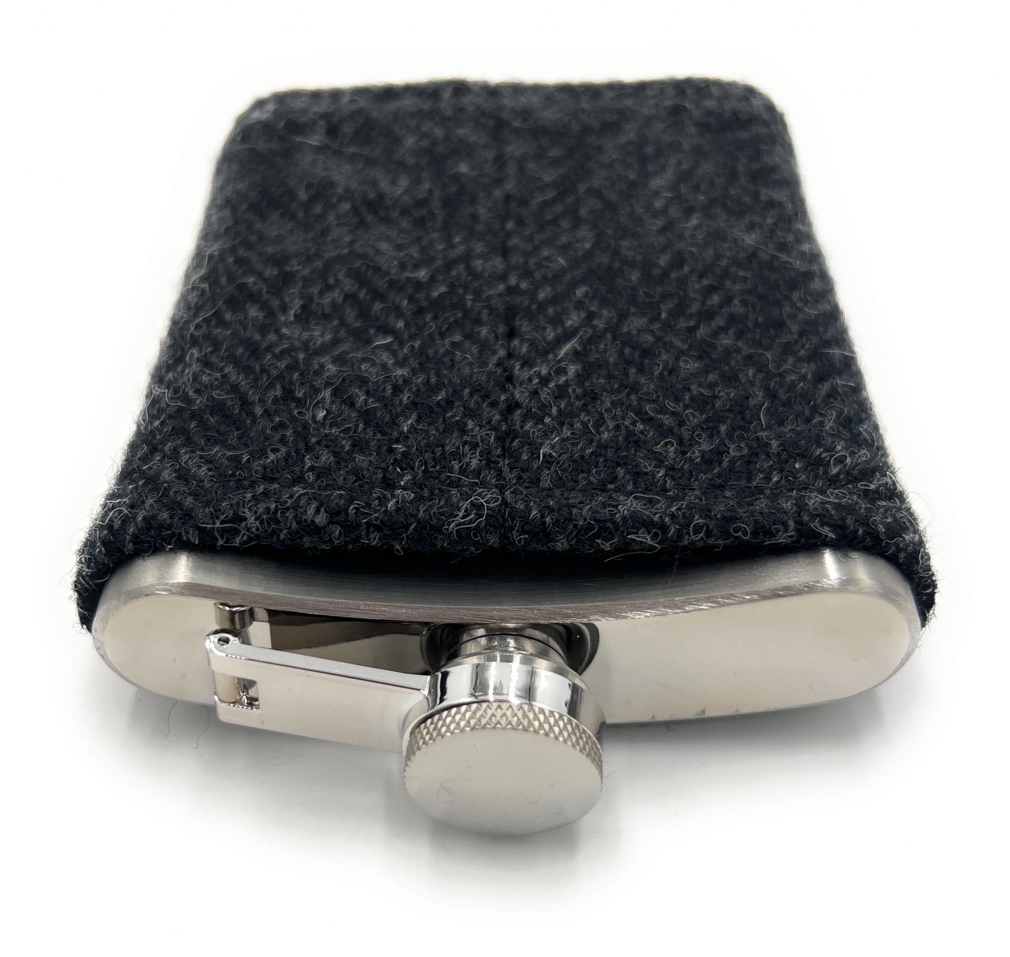 Charcoal Herringbone Harris Tweed Hip Flask 8oz