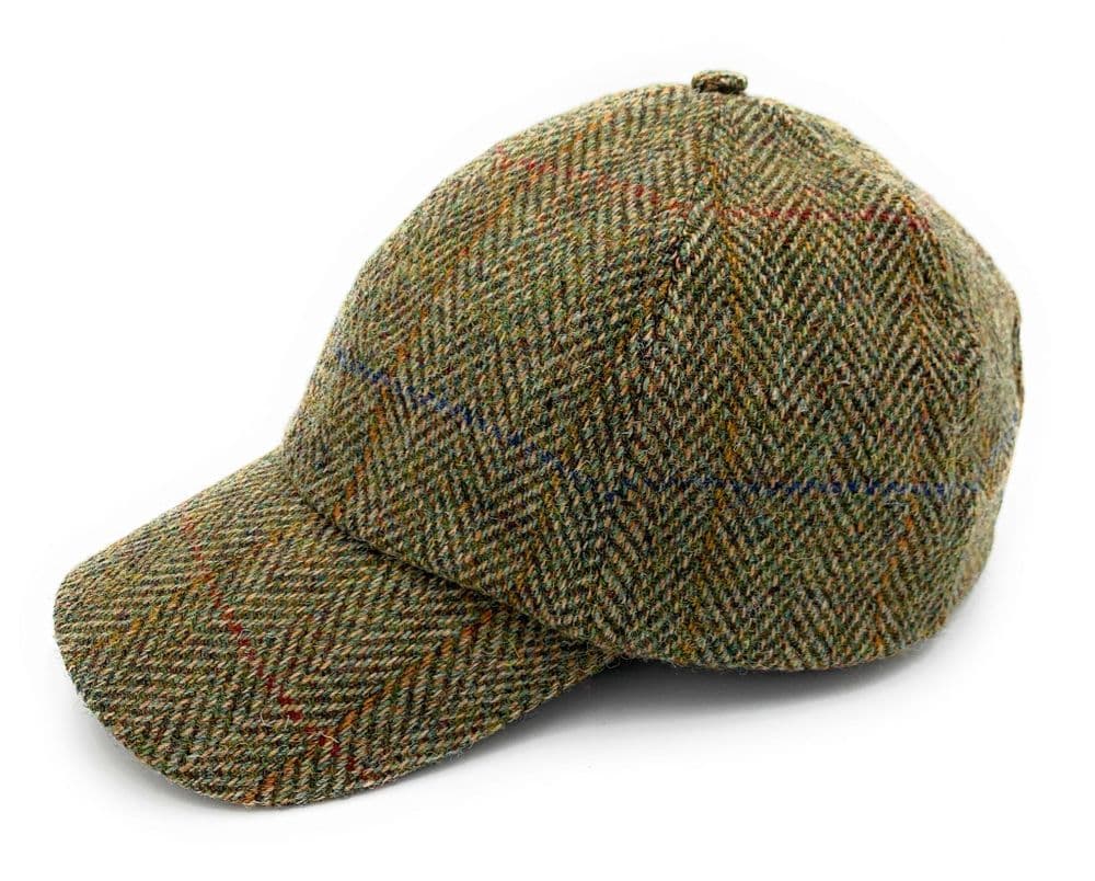 Harris Tweed Baseball Cap Green Herringbone | Tartan Tweeds