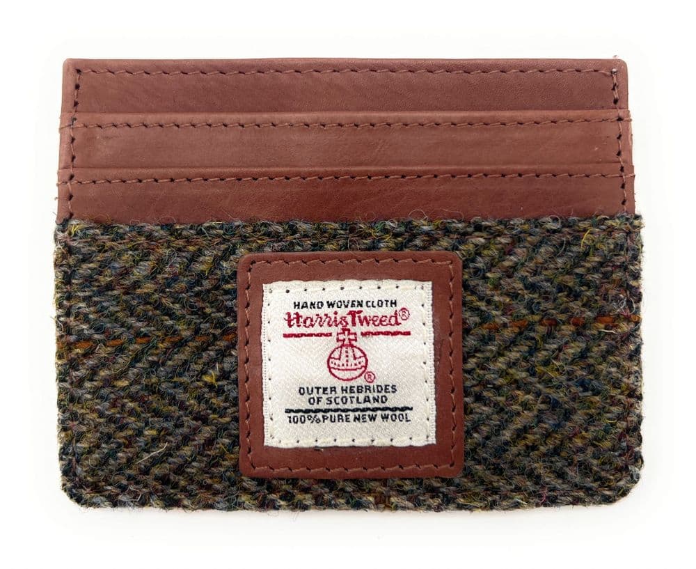 Harris Tweed Brown Herringbone Small Compact Double Sided Card Holder ...